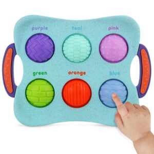 roo crew sensory toys learning tablet 1 - educational fidget toy set for kids with textured bubbles - 11.5" x 8.25"