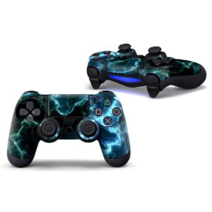 uushop vinyl skin sticker protector for sony playstation ps4 controller joystick green lightning