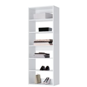 modular closets vista collection shelf tower built in wood closet organizer unit (white, 19.5" wide)