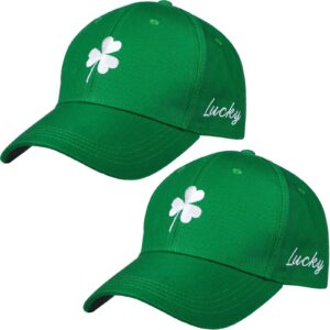 2 pieces st. patrick's day hat shamrock baseball cap accessories adjustable clover caps for men and women (clover style)