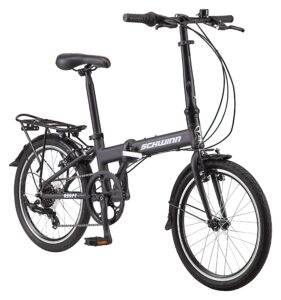 schwinn adapt u folding bike, 20-inch wheels, 7-speed, steel blue