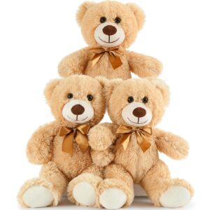 maogolan 3 pieces bulk teddy bears stuffed animals baby shower, soft small stuffed teddy bears in bulk, 13.5" cuddly mini teddy bears centerpiece,wedding,party,engagement