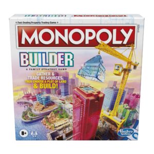 monopoly builder board game for kids and adults, strategy games, family board games, for kids 8 and up, 2-4 players