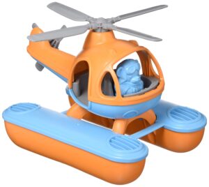 green toys seacopter, orange/blue cb - pretend play, motor skills, kids bath toy floating vehicle. no bpa, phthalates, pvc. dishwasher safe, recycled plastic, made in usa.