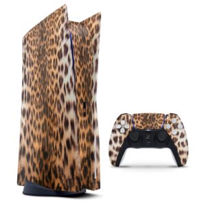 design skinz mirrored leopard hide - full-body cover wrap decal skin-kit compatible with the sony playstation 5 console (disc drive)