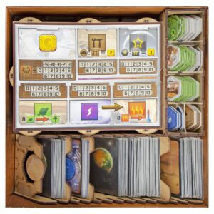 towerrex board game organizer for terraforming mars board game box, terraforming mars boardgame expansions, turmoil, colonies expansion, prelude expansion, hellas and elysium expansion, venus next