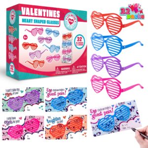 joyin 32 packs valentines day shade glasses with gift cards heart shaped shutter glasses heart glasses valentines day accessories for kids valentine's party favor classroom exchange prize supplies