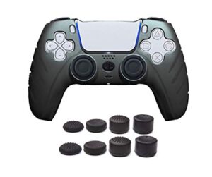 mtmtech ps5 controller skin with 8 thumb grips | anti-slip silicone grip cover case compatible with dualsense ps5 controller | cover for ps5 controller