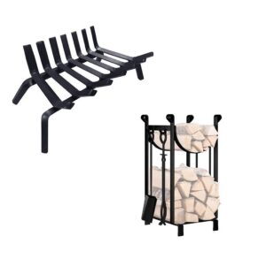 amagabeli fireplace log grate 24 inch wide bundle 30.7in tall fireplace log rack