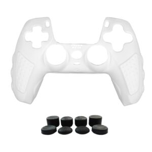 skin for ps5 controller, silicone grip cover for ps5 controller(controller skin x 1 + fps pro thumb grips x 8)