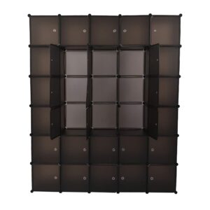 vingli cube storage organizer, plastic closet cabinet, diy plastic modular book shelf unit, cube shelves with doors and hanging rods (brown, 30 cube- deeper)