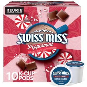 swiss miss peppermint hot cocoa, keurig single-serve k-cup pods, 10 count