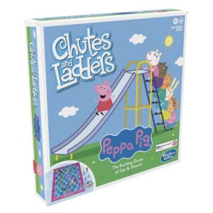 hasbro gaming chutes and ladders: peppa pig edition board game for kids ages 3 and up, preschool games for 2-4 players