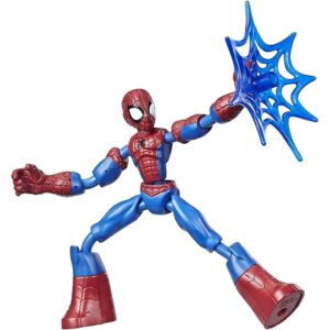 spider-man marvel bend and flex action figure, 6-inch flexible toy, includes web accessory, ages 4 and up