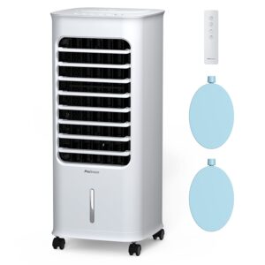 pro breeze evaporative air cooler for room cooling fan - 3-in-1 air cooler portable with 6 qts tank, 70° oscillation & 7hr timer - portable swamp cooler with remote control