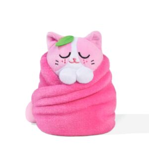 hashtag collectibles purritos series 3 - strawberry cat toy figure, pink & white, 6.5"lx3.5"wx5"h