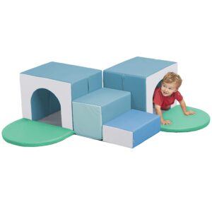 ecr4kids softzone corner tunnel maze foam climber, indoor active play structure for babies and toddlers, soft obstacle course for playrooms and classrooms - contemporary