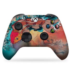 dreamcontroller m illustrations custom x-box controller wireless compatible with x-box one/x-box series x/s proudly customized in usa with permanent hydro-dip printing(not just a skin) (modded)