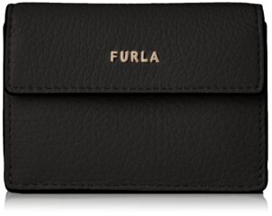 furla babylon pcy9uno women's tri-fold wallet, nero