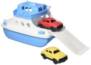 green toys ferry boat, blue/white 4c - pretend play, motor skills, kids bath toy floating vehicle. no bpa, phthalates, pvc. dishwasher safe, recycled plastic, made in usa.