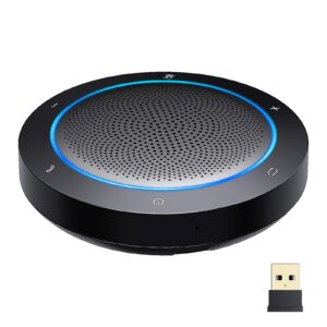 gogocool bluetooth speakerphone,noise reduction conference speaker with mic,usb/dongle/bluetooth connection,enhanced voice pickup,compatible with meeting apps for home office,black