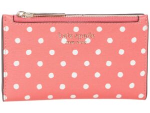 kate spade new york spencer dots small slim bifold wallet peach melba multi one size