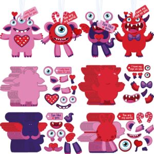 sumind 24 sets valentine's day craft kits for kids, diy craft ornament valentine class game activities paper craft hanging ornament for valentines day decorations