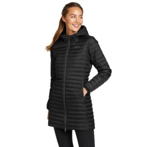 eddie bauer women's microlight traveler down parka, black, medium