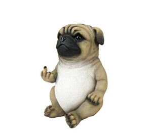 pug life cheeky middle finger-flipping pug dog hand painted resinstatue - adorable 6.75-inch decorative figurine for your home, office, and garden display