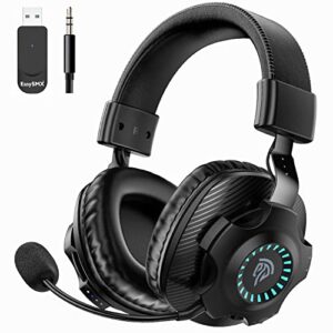 easysmx wireless gaming headset with detachable noise cancelling microphone, 2.4g bluetooth & 3.5mm wired jack 3 modes rgb wireless gaming headphones for ps5/ps4/pc, mac, switch, phone