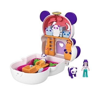 polly pocket gtm58​ flip & find panda compact, flip feature creates dual play surfaces, micro doll, panda figure & surprise reveals, great gift for ages 4 years old & up, 10.0 cm*5.0 cm*9.0 cm