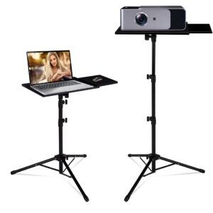 hqistar professional projector tripod stand, universal laptop tripod stand folding dj equipment stand with portable travel bag for stage studio home theater,height adjustable 22 to 63 inch