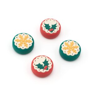 geekshare christmas theme thumb grip caps,compatible with nintendo switch/oled & switch lite,soft silicone joystick cover-4pcs