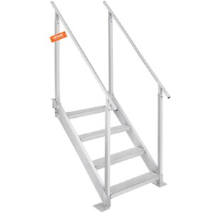 vevor dock ladder with rubber mat, dock steps 30"-39" adjustable height, dock stairs aluminum 4 step, each step 22" x 4", 500lbs load, for lake, marine boarding, pool