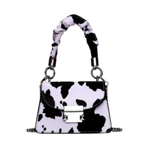 purfanree women cow print shoulder bag small clutch evening purse crossbody handbag satchel bag mini purse