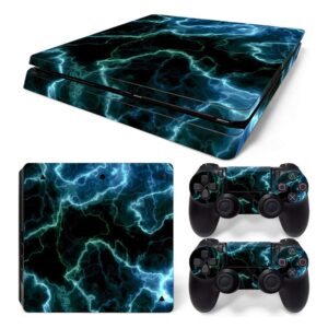 skinown skin sticker protective cover for ps4 s playstation slim console green lightnings