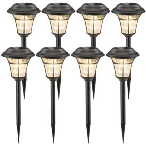 maggift 8 pack solar ground lights outdoor, disk light 8 led cool white + 4 led blue, waterproof solar powered lights, in-ground walkway deck for pathway driveway landscape garden patio, lawn, yard