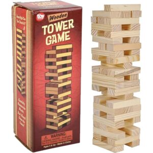 the dreidel company wooden tumble tower game, pull, stack, and tumble blocks, sensory learning, game night, 6" (single)