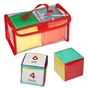 eamay playing game dice soft foam cubes, set of 2 learn pocket cubes, ages 3 years and up.