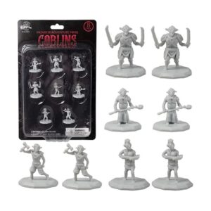 halloween fantasy goblin mini figures 8 unpainted unique designs 1" hex-sized, compatible with dnd dungeons dragons, pathfinder & tabletop rpgs games, realistic sculpts for campaign