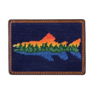 lake trout needlepoint credit card wallet by smathers & branson