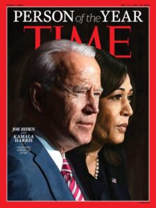 time magazine ( december 21 / 28 , 2020 ) - person of the year - joe biden and kamala harris - changing america’s history