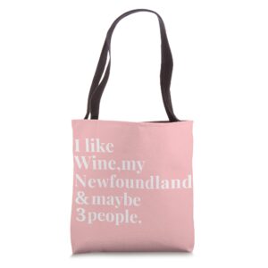 newfoundland funny dog owner wine lover gift women men tote bag