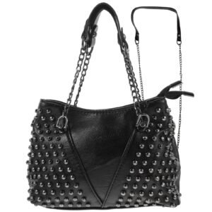 studded shoulder bag for women leather punk rivet crossbody bag handbag with chain wallet purse for girls