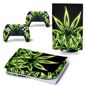 vinyl skin sticker decal cover for ps5 disk version, weeds ps5 console and controllers skin