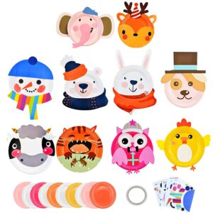 originalidad 10 pcs paper plate art kit for kids diy craft sticker card games activity diy 3d animals craft art toys teaching supplies christmas crafts for toddler boys girls