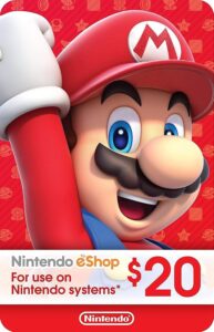 nintendo $20 eshop card (preloaded) (new design) - physical card