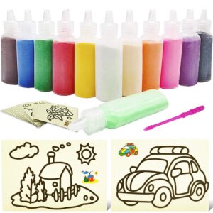 zddaoole 32 pcs art sand kits,12 color art sand kit scenic sand with 20 sheets sand art painting cards set,diy sand arts and crafts kit,1.25oz bottles