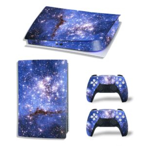 vinyl skin sticker decal cover for ps5 digital version, blue sky ps5 console and controllers skin