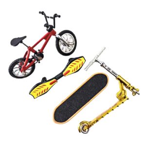 miniature finger toy set for boys, including bicycle, skateboard, vitality board, scooter, vehicle crafts decor for home red